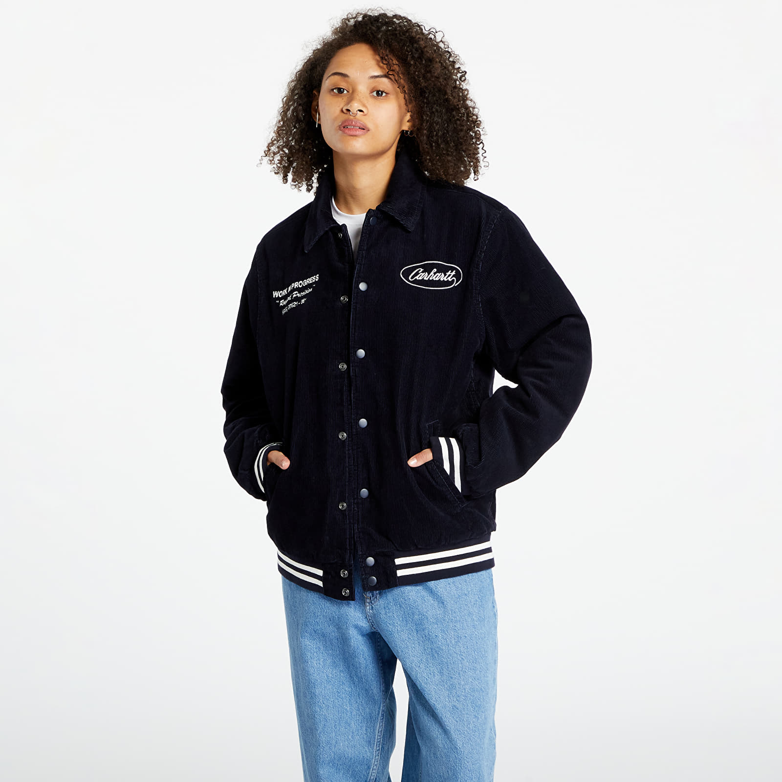 Bundy a kabáty Carhartt WIP Rugged Letterman Jacket Dark Navy/ Wax ...