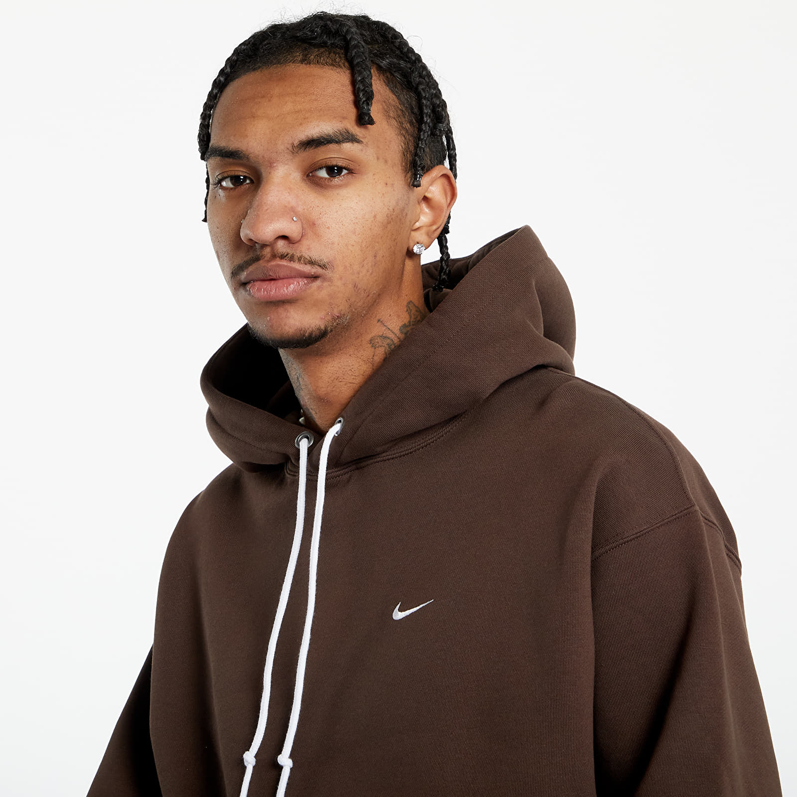 Bluzy Nike Solo Swoosh Fleece Pullover Hoodie Baroque Brown/ White ...