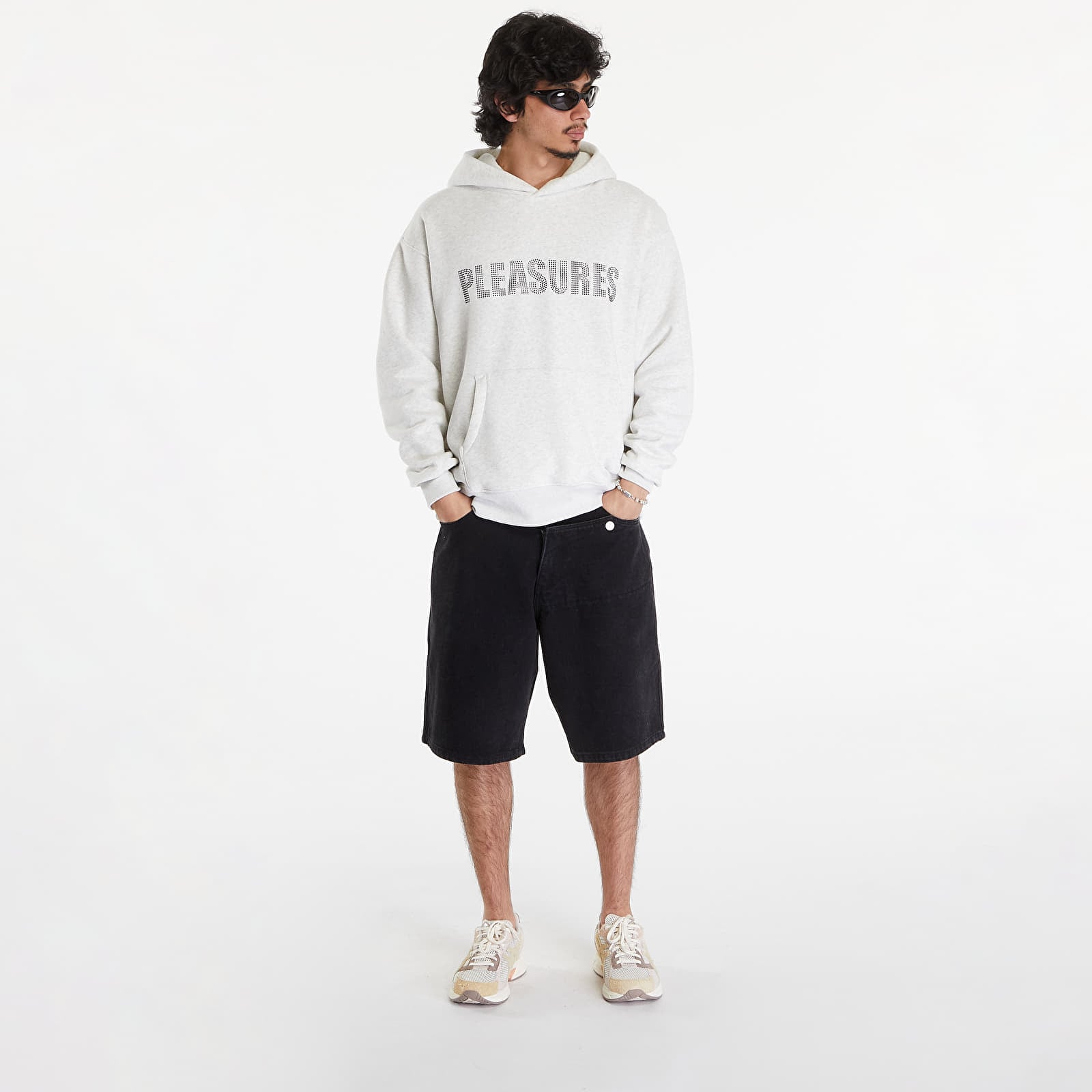 Men's hoodies PLEASURES Rhinestone Impact Hoodie Light Heather Grey | Footshop