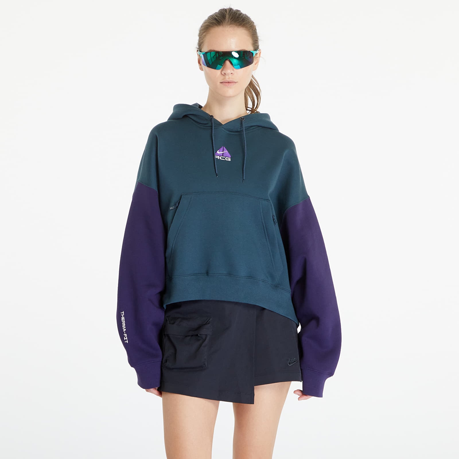 Bluzy Nike ACG Therma-FIT Women's "Tuff Knit" Fleece Hoodie Deep Jungle ...