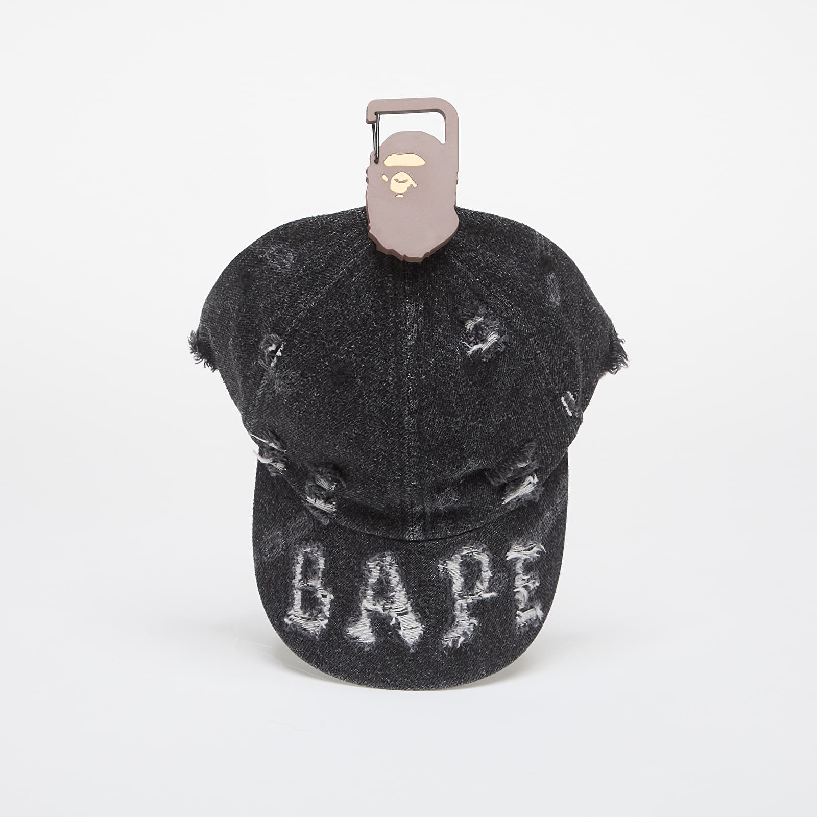A BATHING APE Denim Distressed Logo Cap Black | Footshop