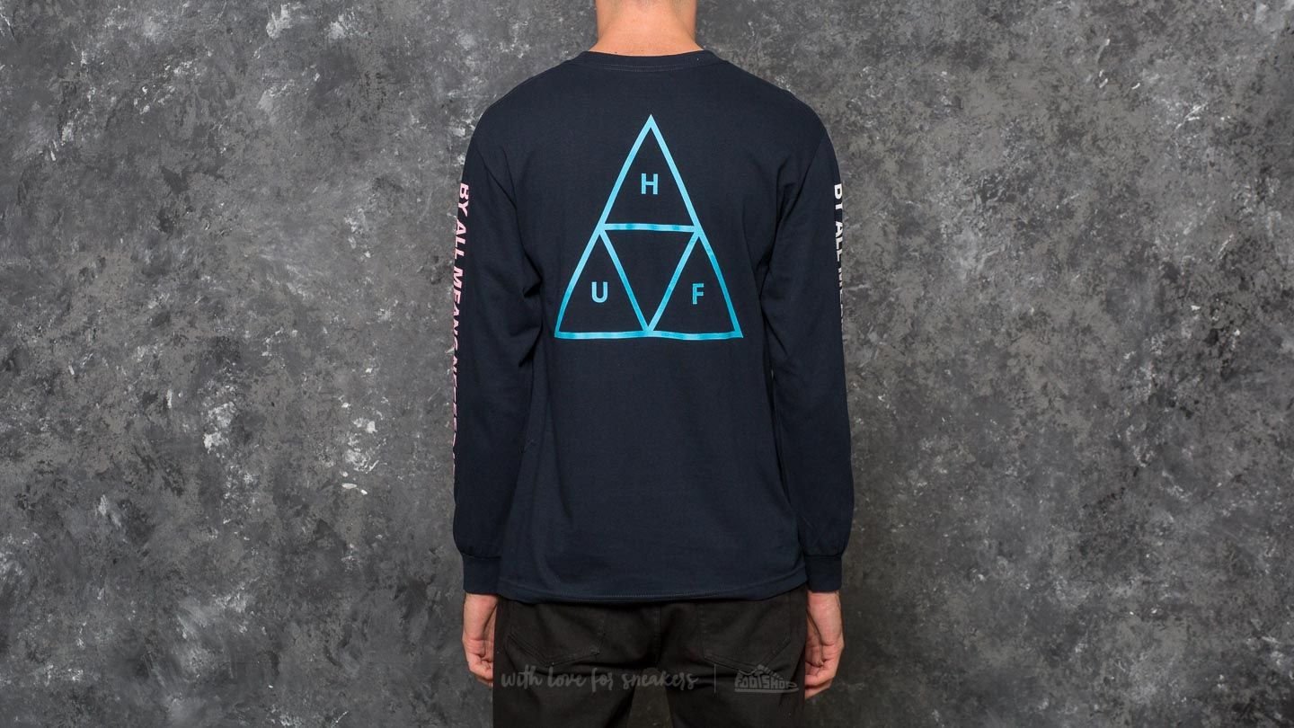 T-shirts HUF Multi Triple Triangle Longsleeve Tee Navy (TS00170 navy ...