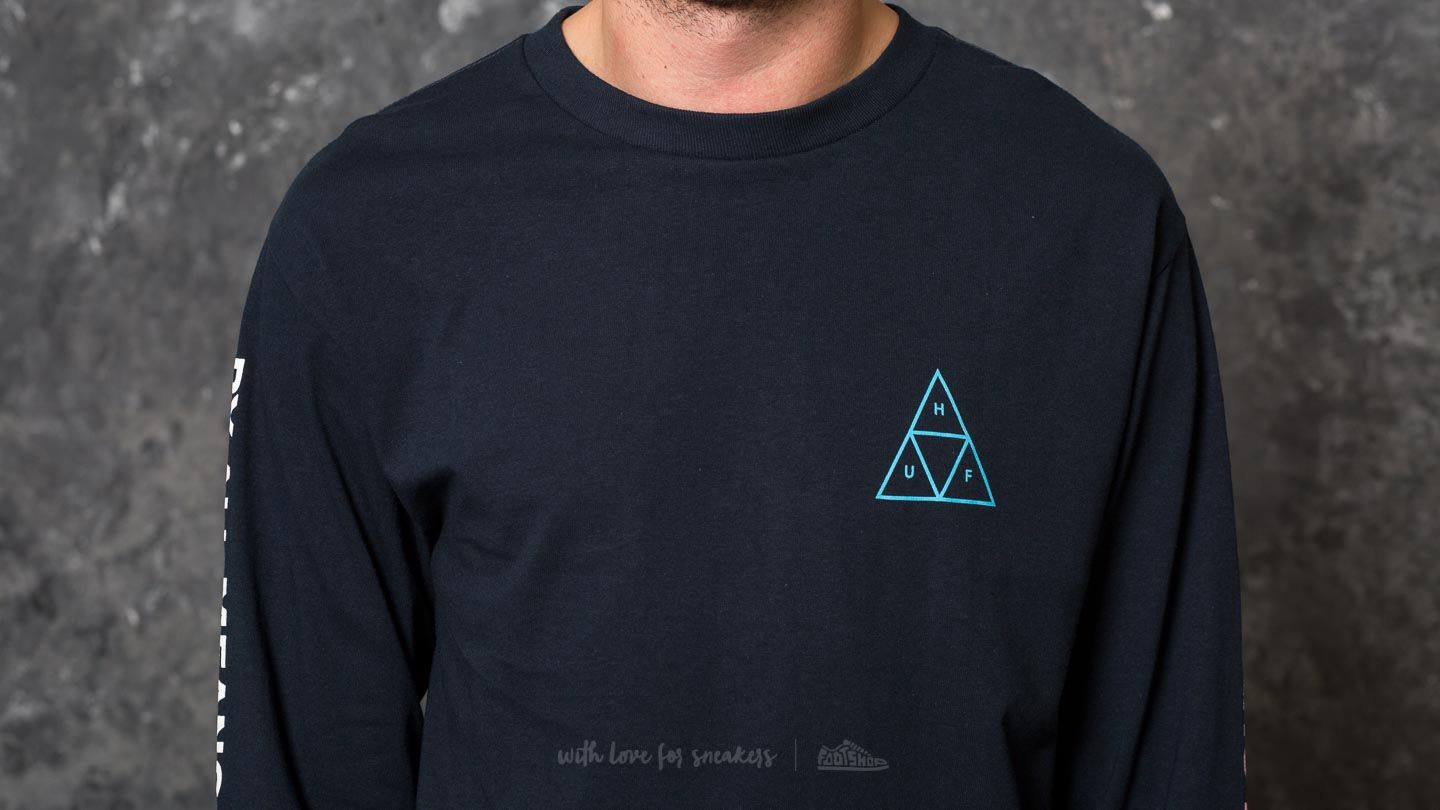 T-shirts HUF Multi Triple Triangle Longsleeve Tee Navy (TS00170 navy ...