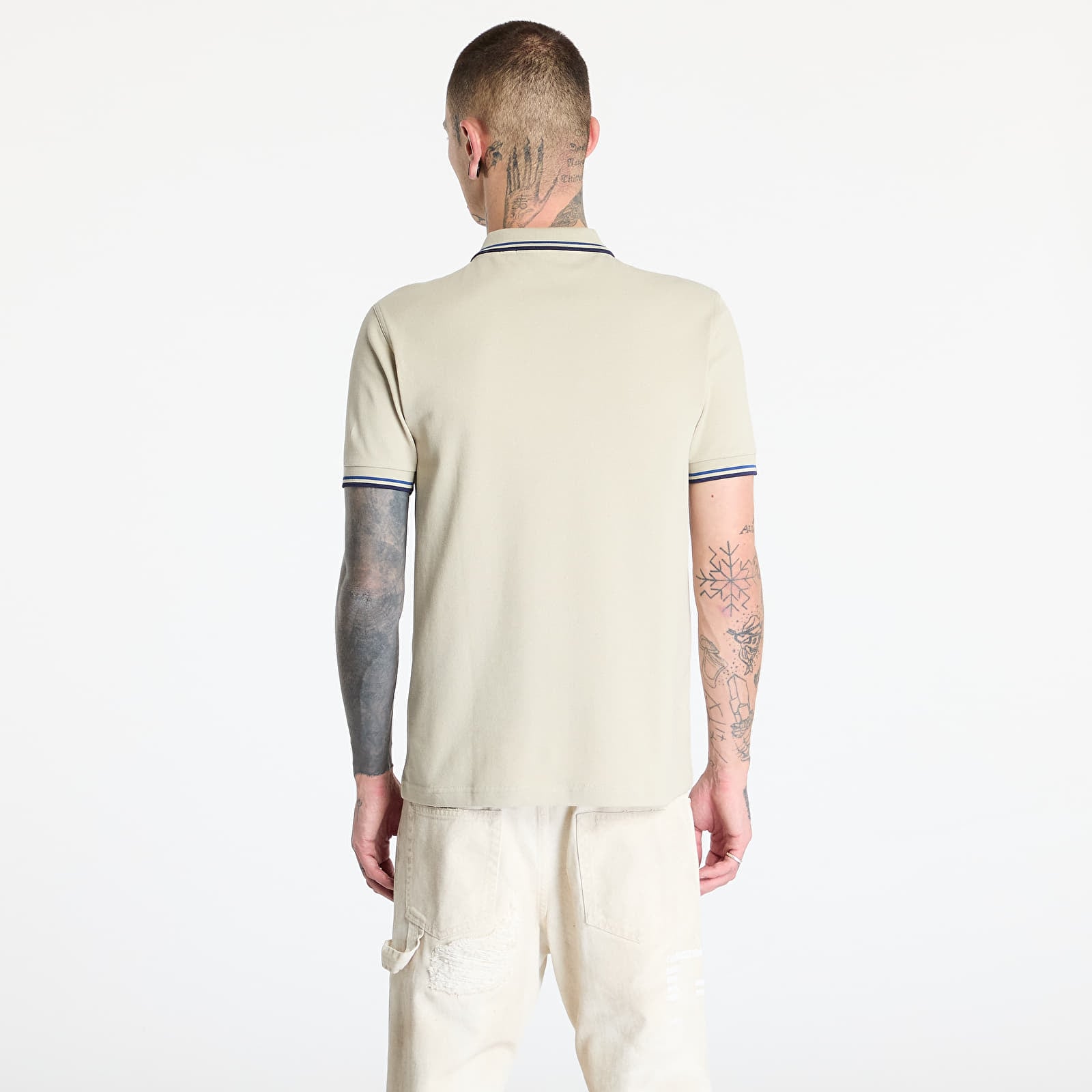 Тениски FRED PERRY The Twin Tipped Polo Shirt Light Oyster/ Mid Blue ...