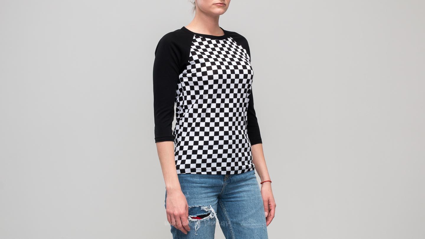 T-shirts Vans Wm Checks Raglan Tee Checkerboard-Black (IRJP53) | Footshop