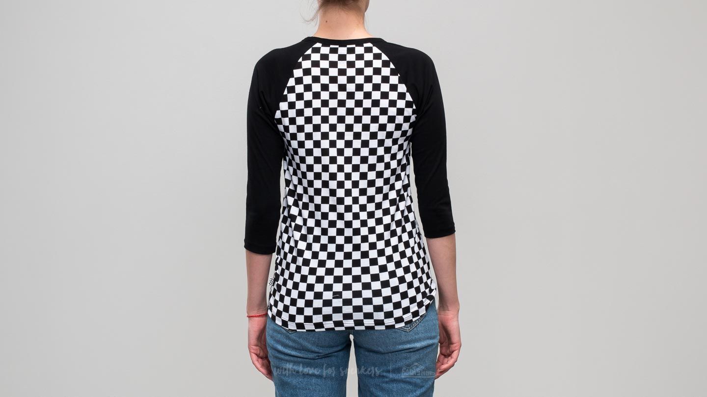 T-shirts Vans Wm Checks Raglan Tee Checkerboard-Black (IRJP53) | Footshop
