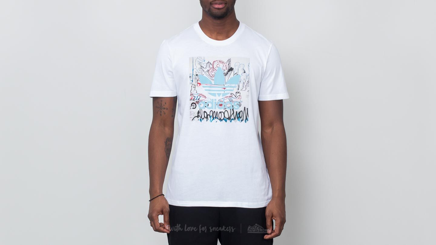T-shirts adidas Gonz Trefoil Logo Tee White/ Clear Blue (CF3100) | Footshop