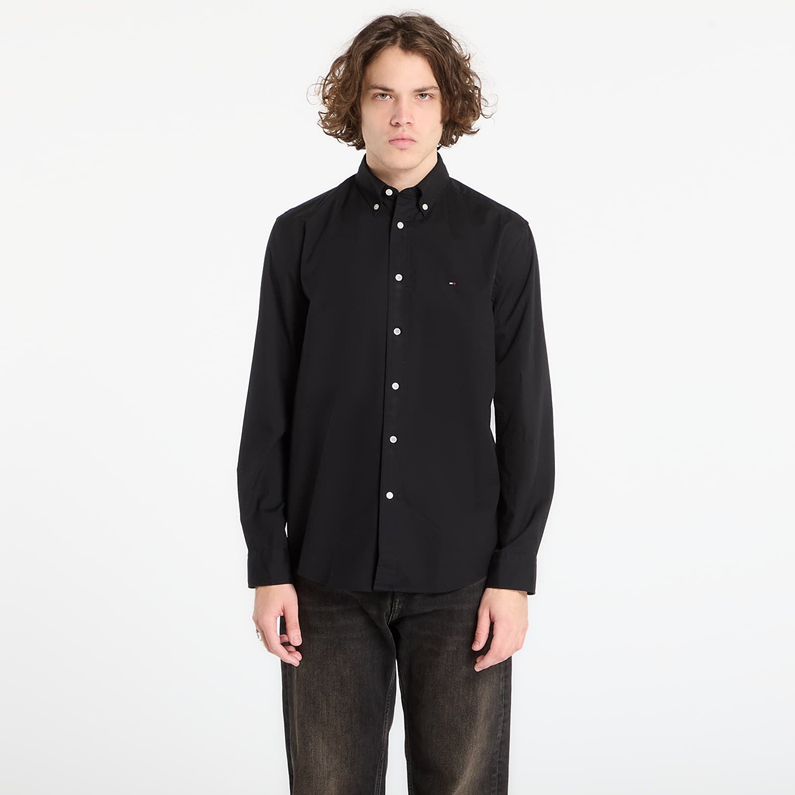 Pánské košile Tommy Hilfiger Core Flex Poplin Solid Rf Shirt Black ...