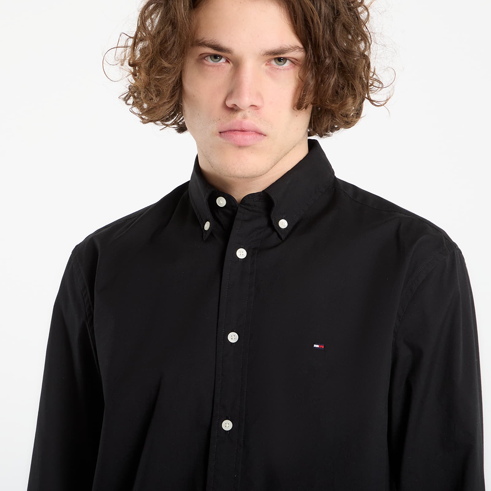 Pánské košile Tommy Hilfiger Core Flex Poplin Solid Rf Shirt Black ...