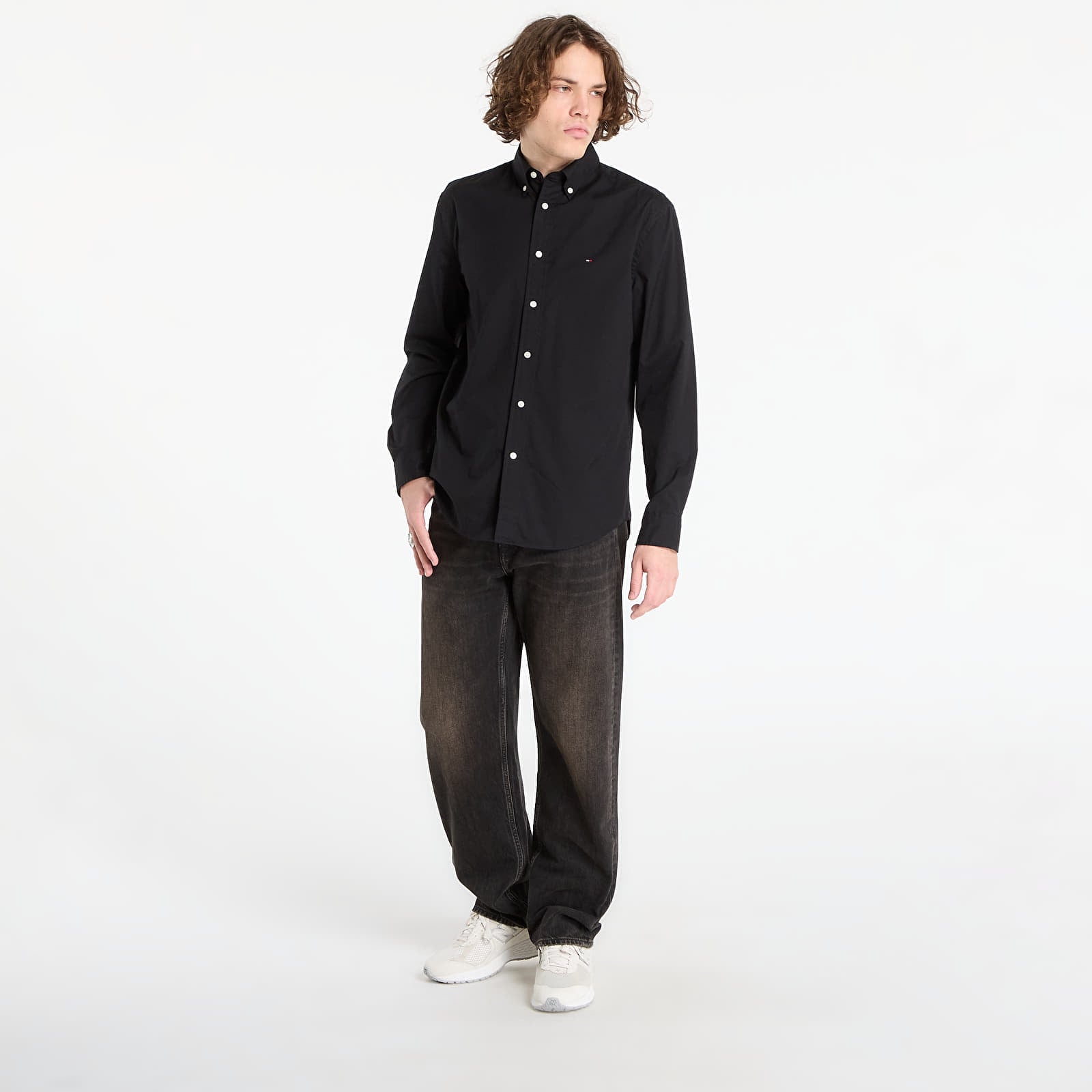 Pánské košile Tommy Hilfiger Core Flex Poplin Solid Rf Shirt Black ...