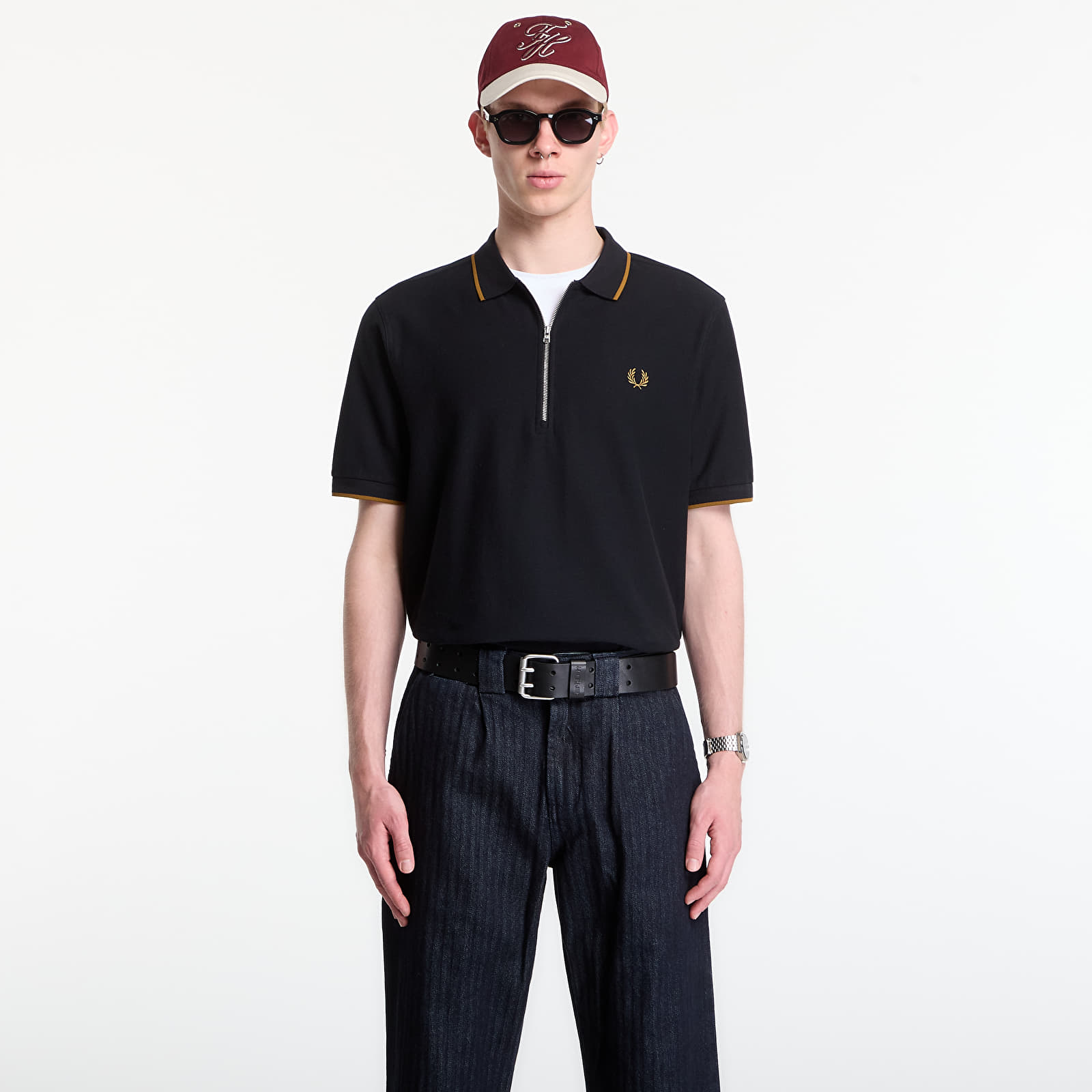 Fred Perry Crepe Pique Polo Shirt Black | Footshop