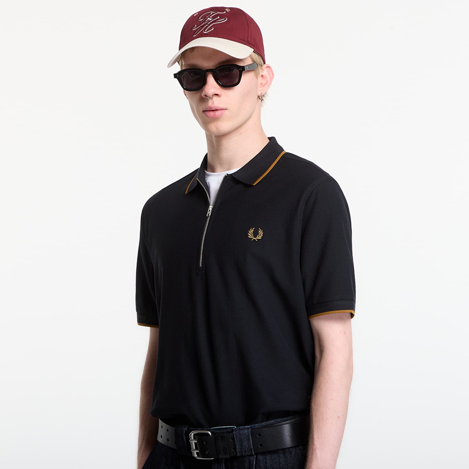 Fred Perry Crepe Pique Polo Shirt Black | Footshop