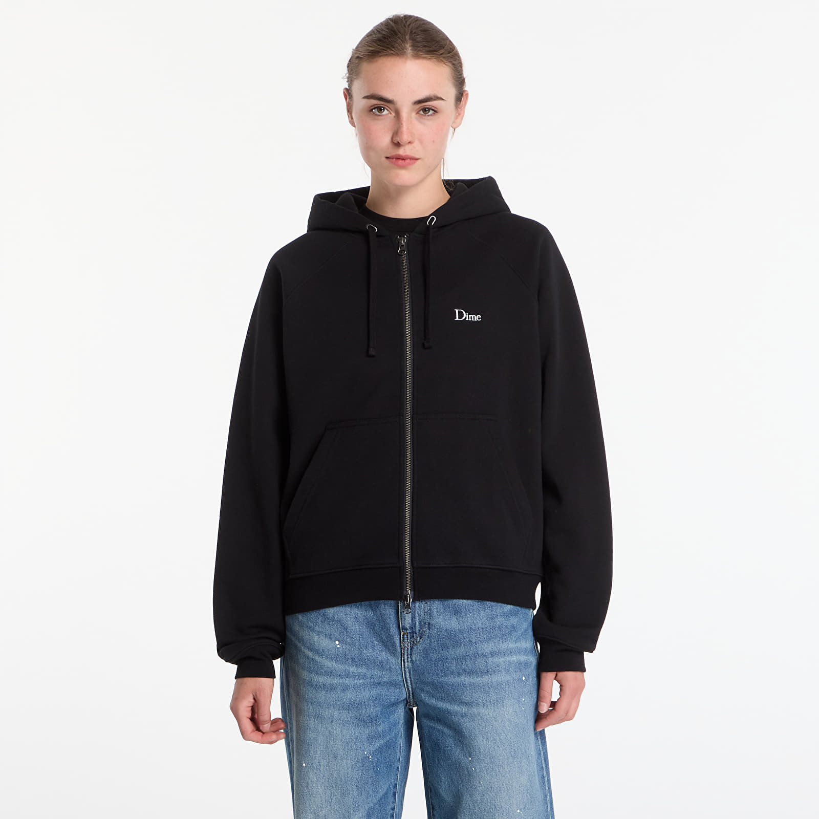 Dime Classic Small Logo Zip Hoodie UNISEX Black | Footshop