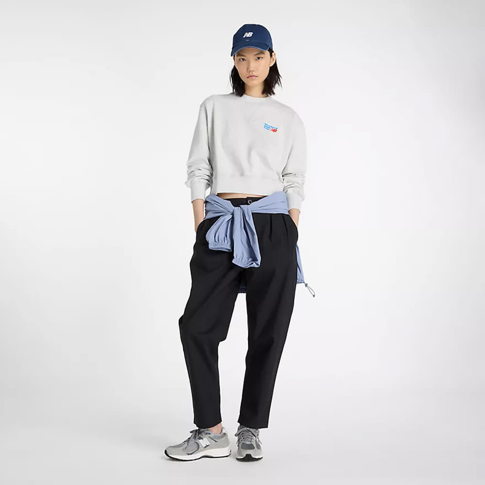 New Balance Athletics Premium Logo Relaxed Crop Crew Ash Heather | Footshop