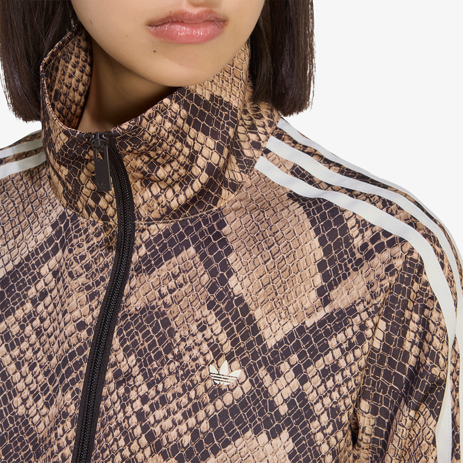 adidas Satin Snake Print Firebird Track Jacket Linen/ Magic Beige ...