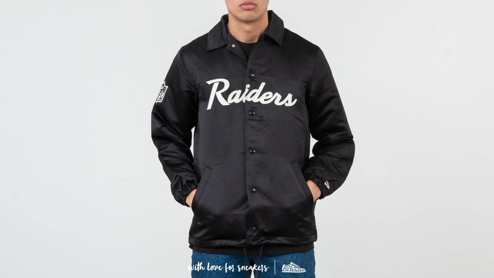 Jackets New Era NFL Satin Coach Jacket Oakland Riders Black (11860001 ...