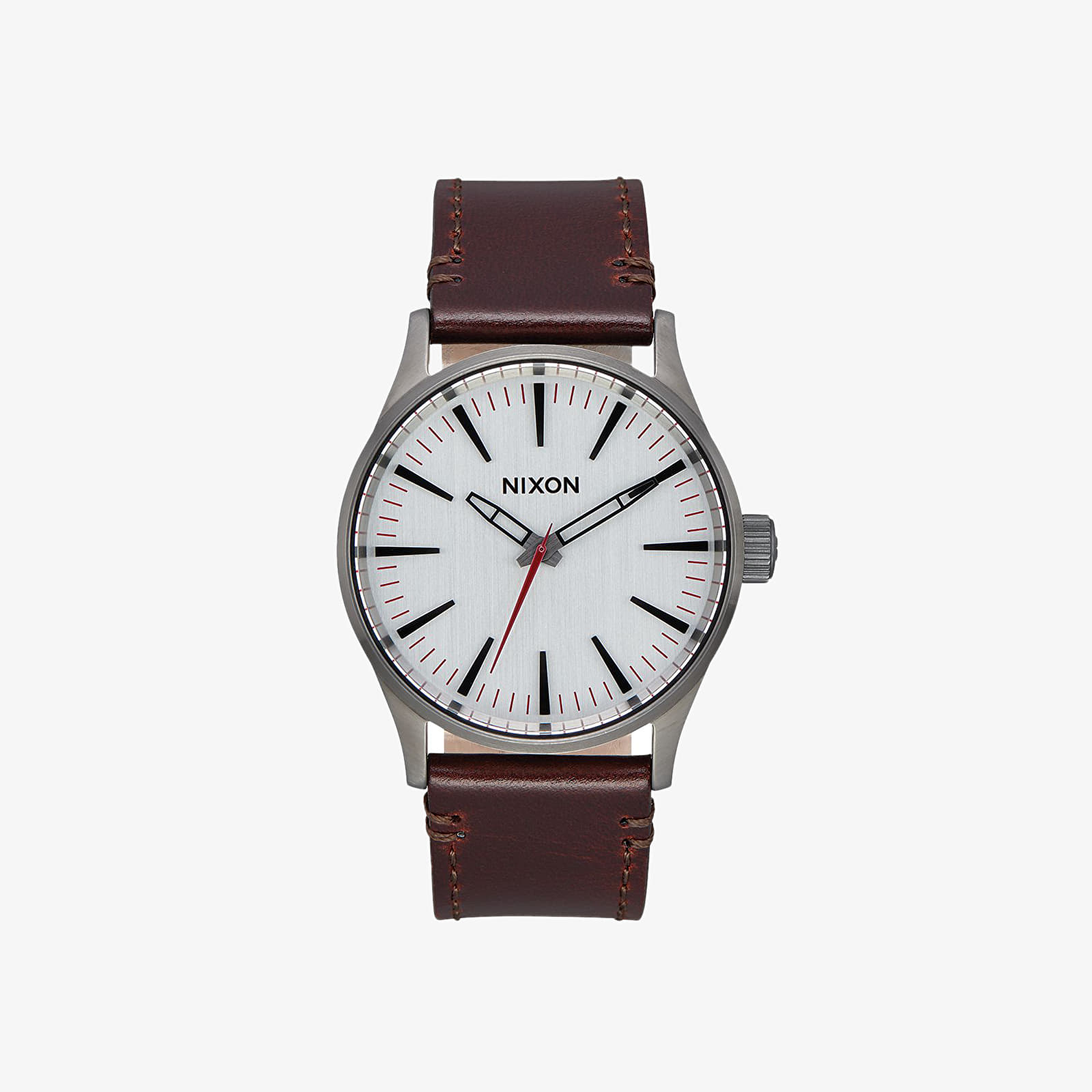 Watches Nixon Sentry 38 Leather Watch Gunmetal/ Silver/ Dark Brown ...