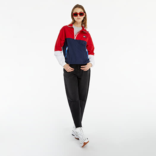 Jacken Tommy Jeans Colorblock Popover Windbreaker Jacket Deep Crimson Multi Footshop