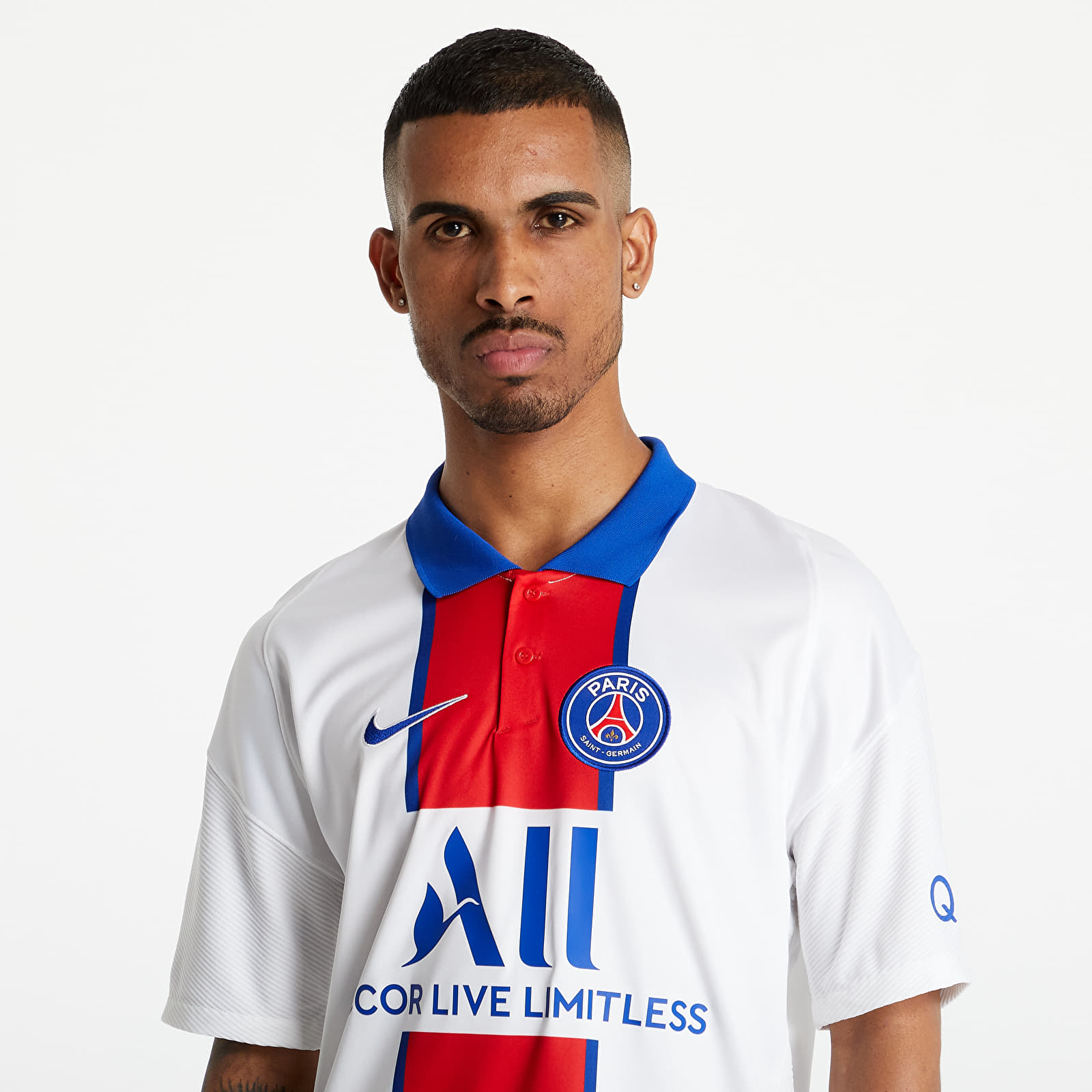 Pólók Jordan Paris Saint-Germain Men's Soccer Jersey White/ Old Royal ...