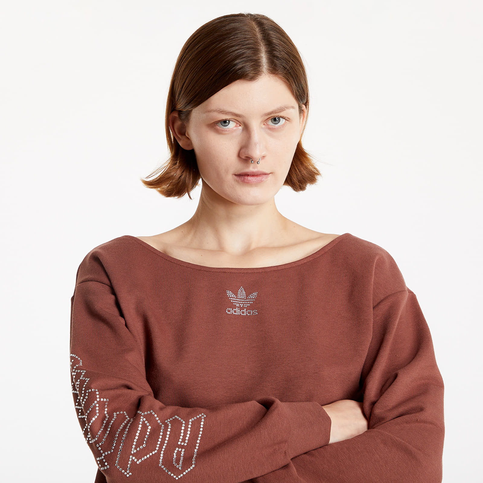 Hanorace adidas Slouchy Crew Earth Brown (HF6776) | Footshop
