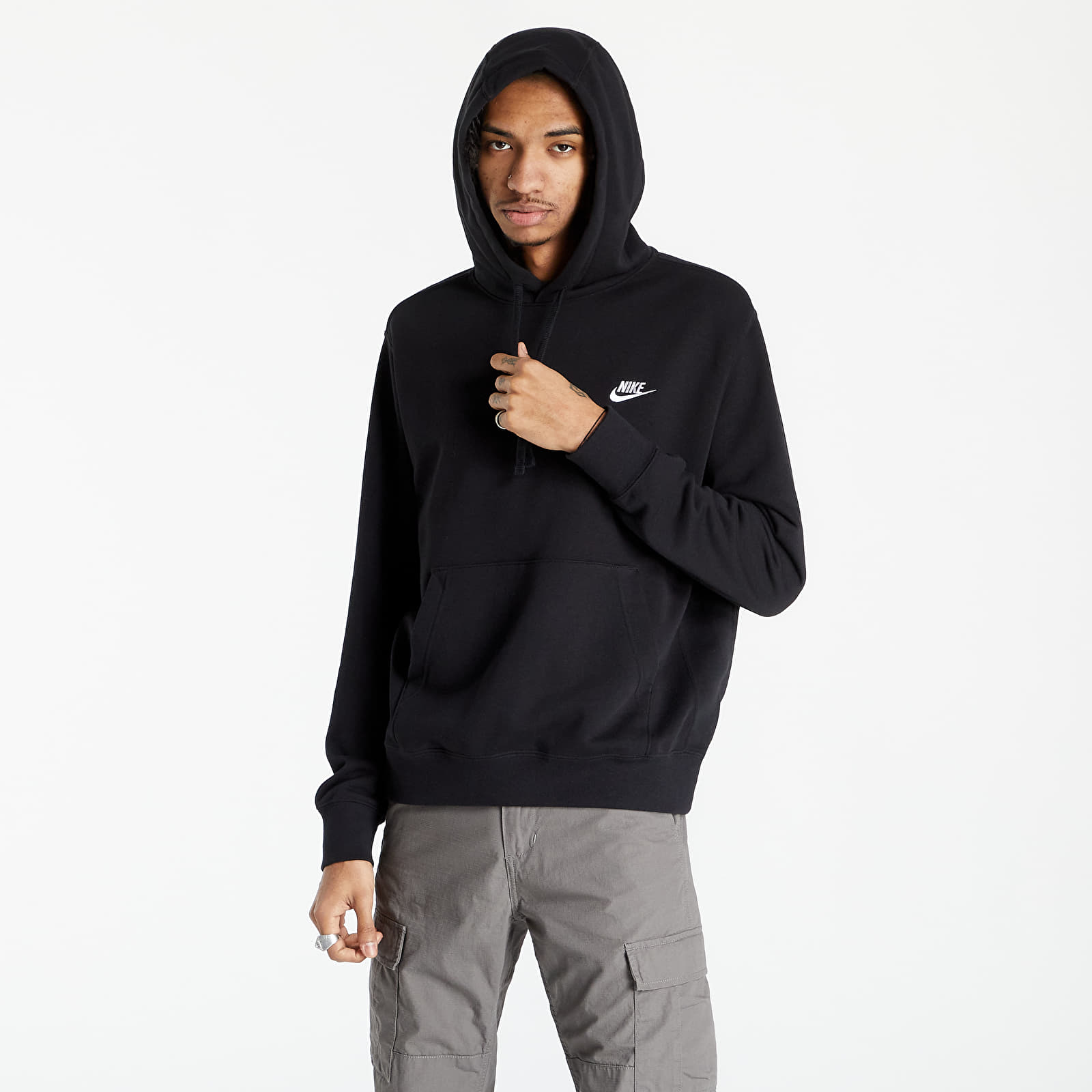 Felpe Nike Sportswear Club Hoodie Po Ft Black/ Black/ White (CZ7857-010 ...