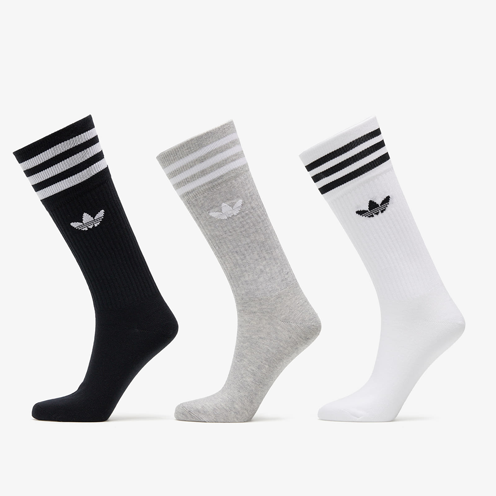 Socks adidas Solid Crew Socks 3-Pack White/ Grey/ Black | Footshop