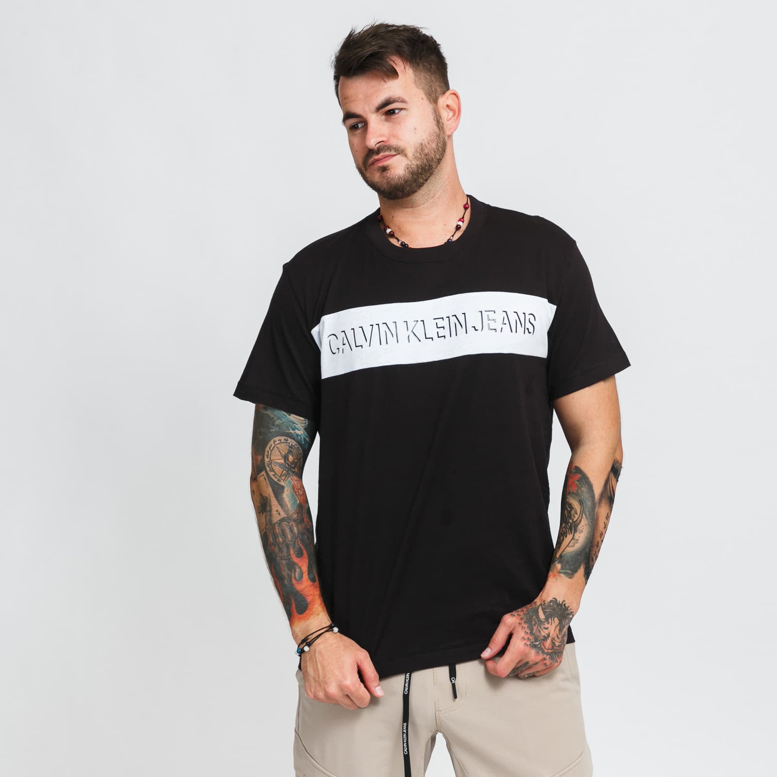 Koszulki CALVIN KLEIN JEANS Colorblock Shadow Logo Tee Black Stone ...