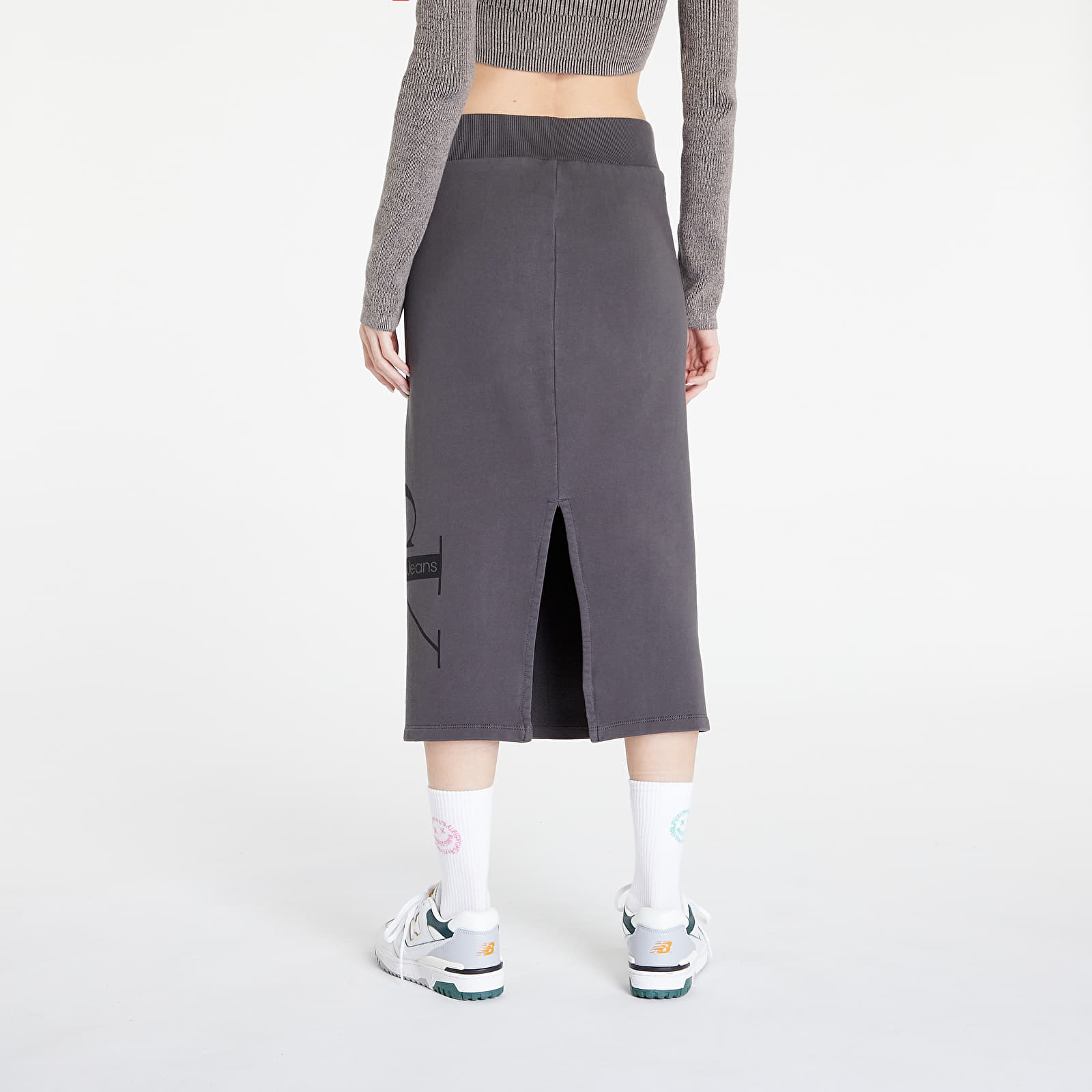 Fuste Calvin Klein Jeans Terry Logo Midi Skirt Industrial Grey | Footshop