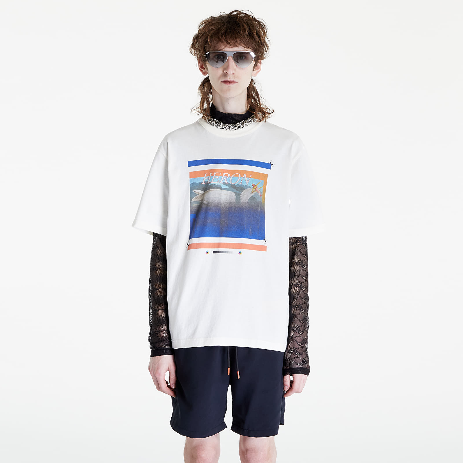 Koszulki Heron Preston Misprinted Heron Short Sleeve Tee White/ Navy ...