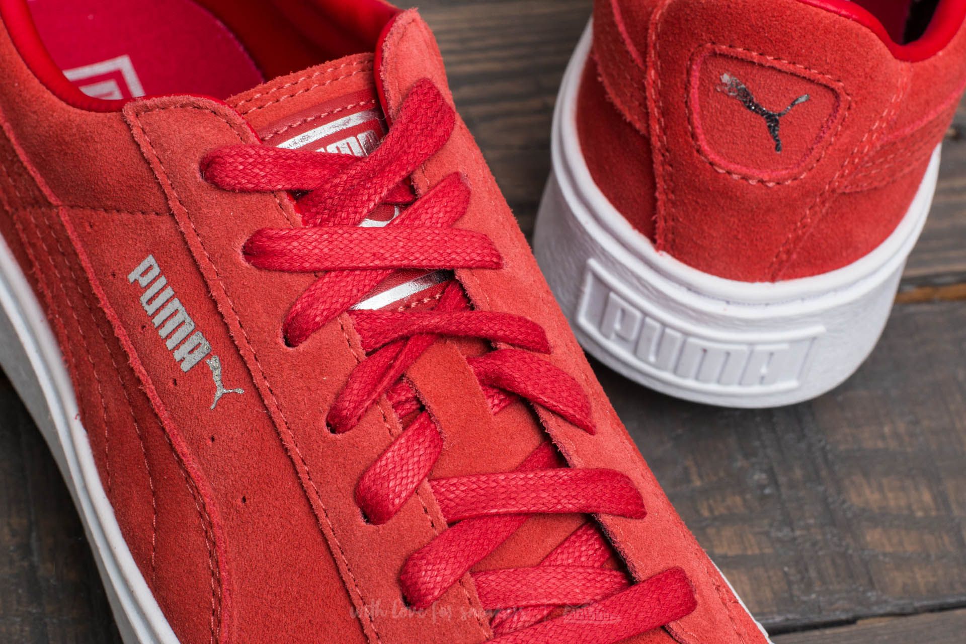 Women's shoes Puma Suede Platform Barbados Cherry-Cherry-White ...