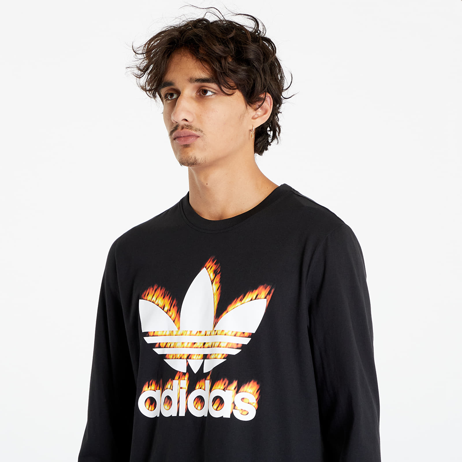 Trička adidas Fire Graphic Trefoil Long Sleeve T-Shirt Black | Footshop